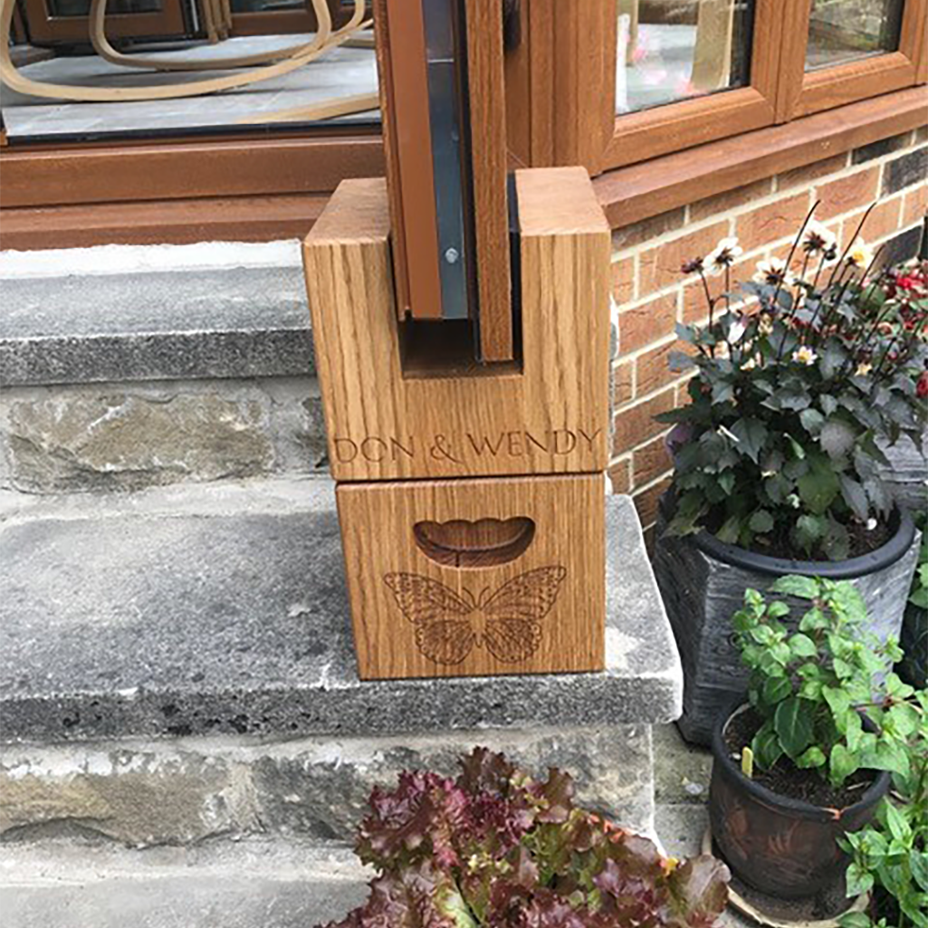 Door stop with a slot for patio doors – The Natural Wood Company uk Ltd